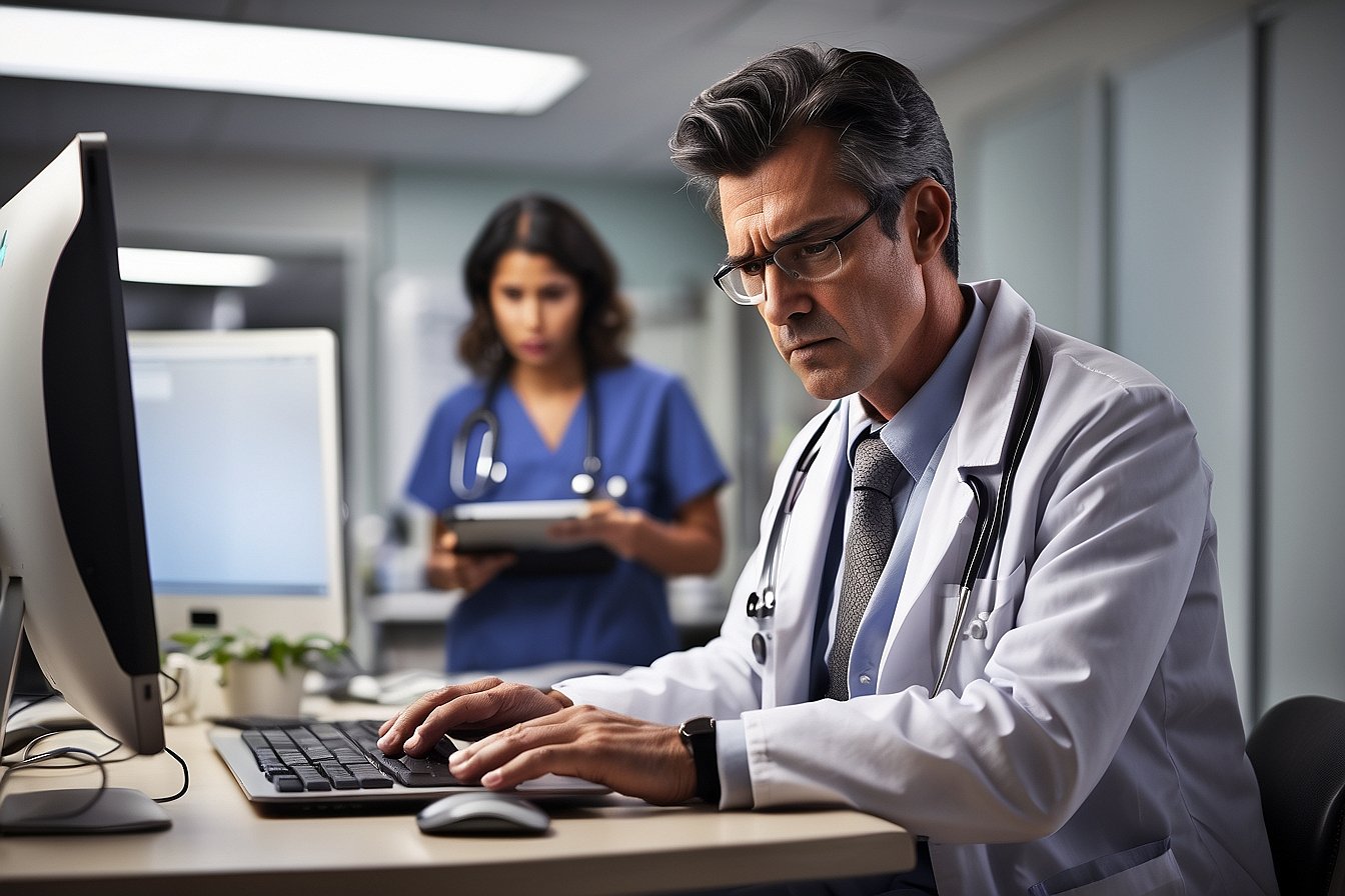 Default_a_doctor_looking_frustrated_while_typing_in_a_compute_1 ...